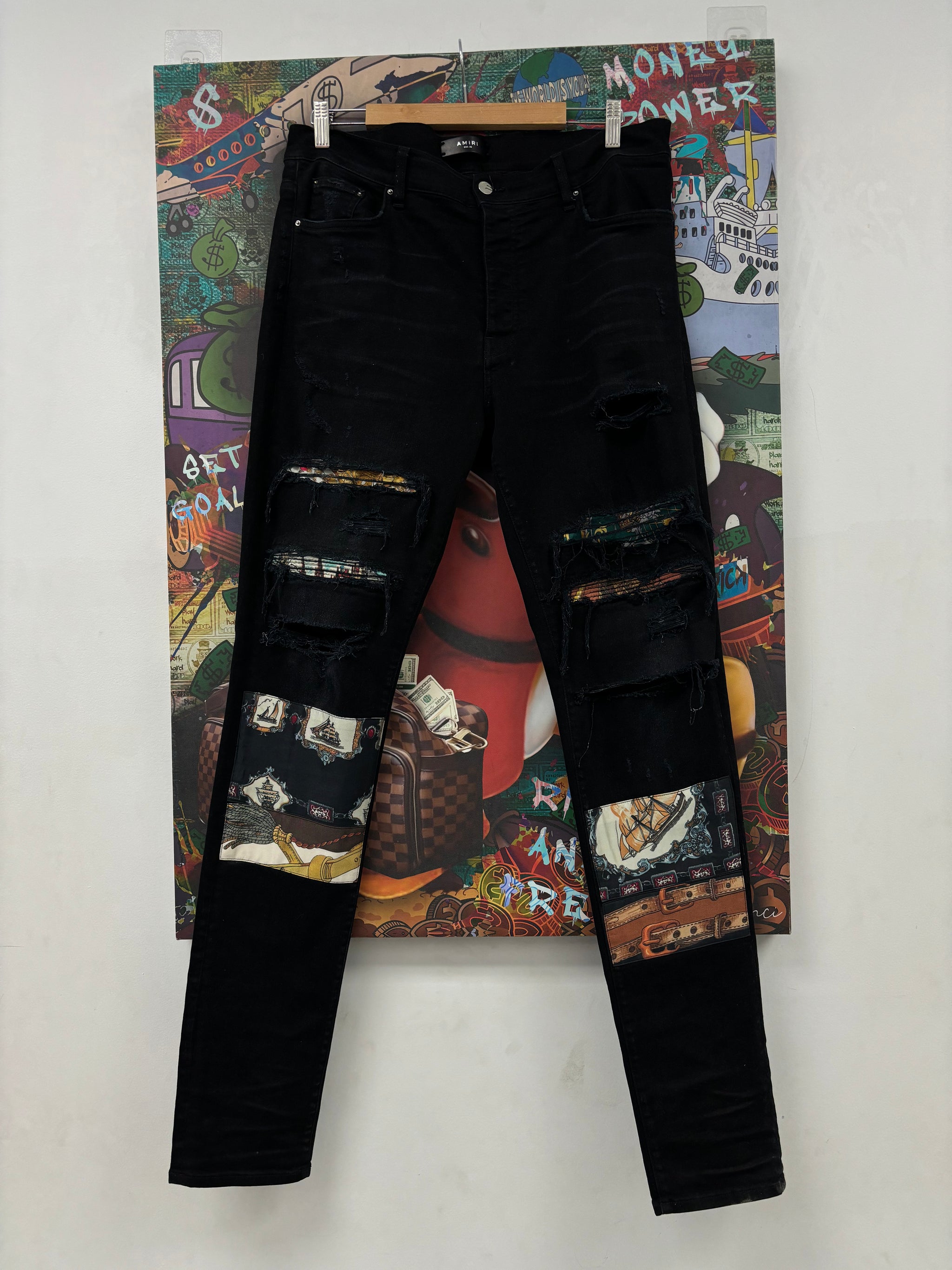 Amiri Art Patchwork Black Jeans