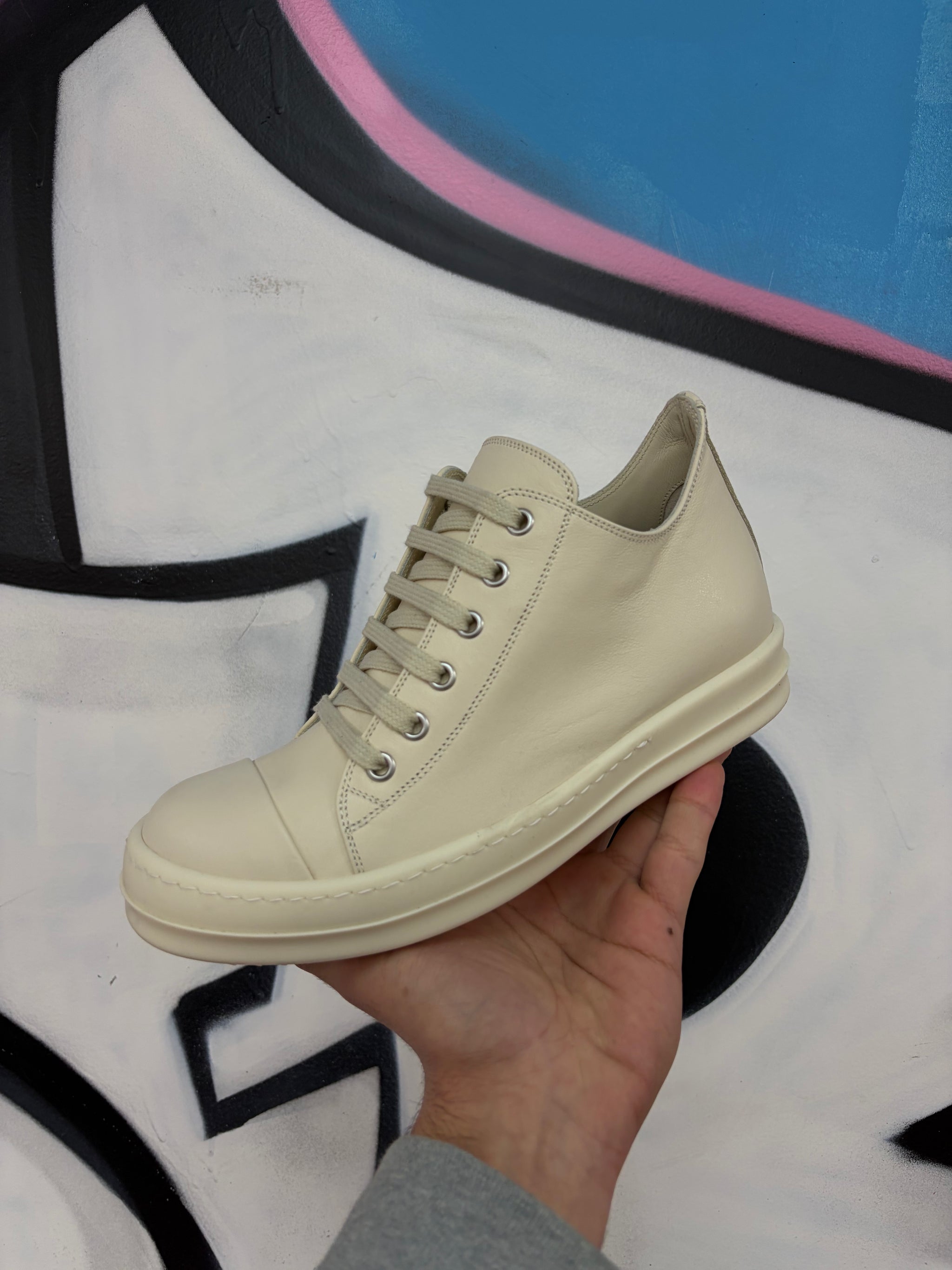 Rick Owens Ramone Low White Milk Sneakers