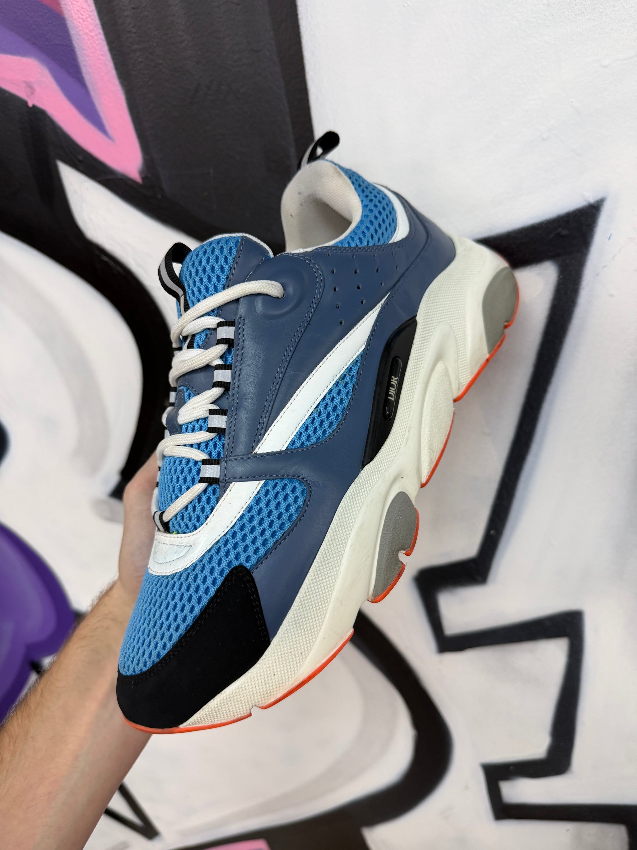 Dior B22 Blue Navy Orange Sneakers
