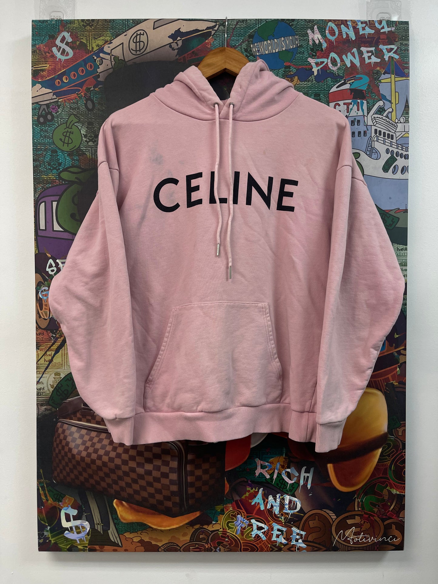 Celine Classic Logo Pink Black Hoodie – Chamber 13