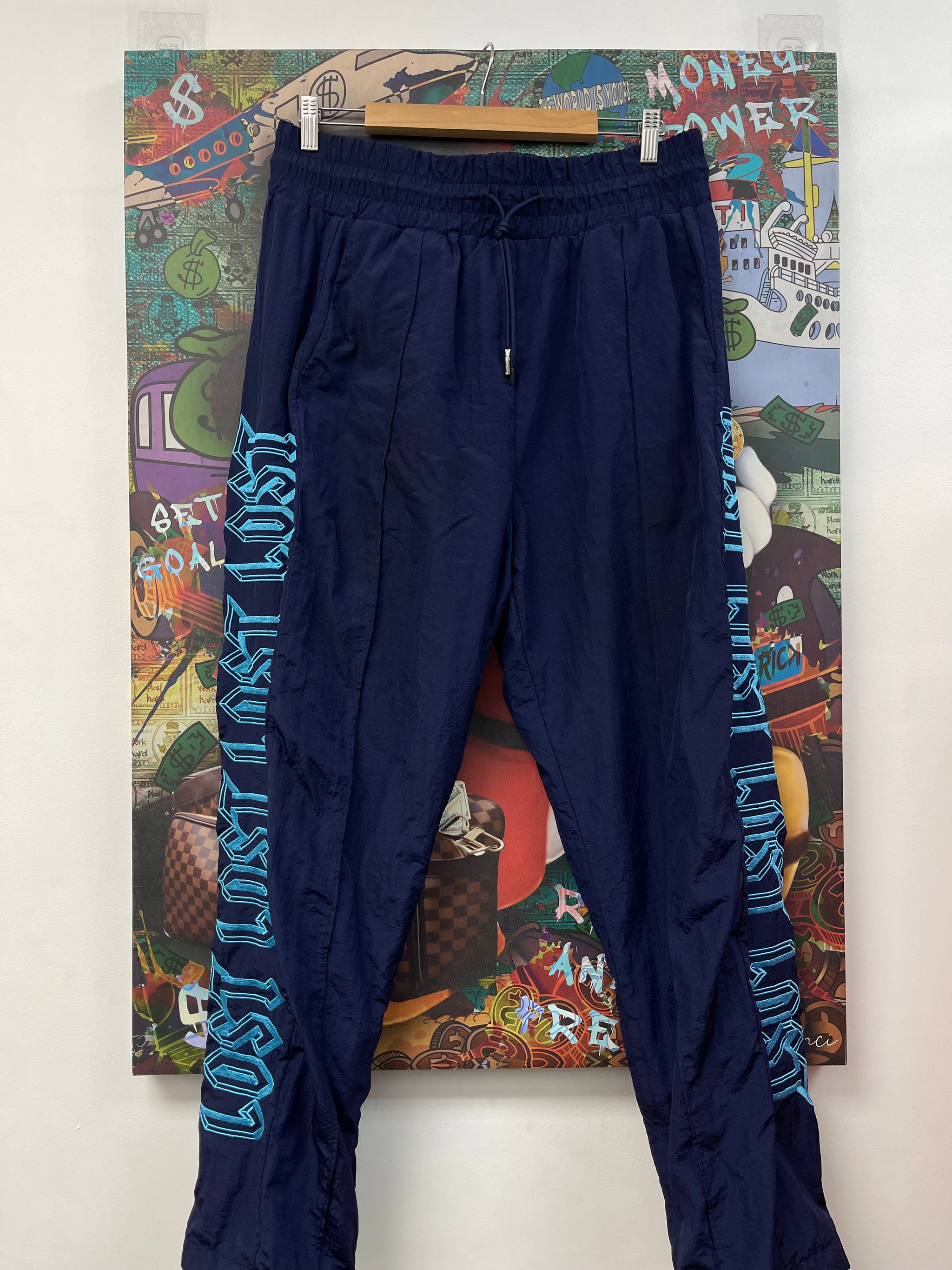 Lost Intricacy Blue Baby Blue Side Logo Track Pants