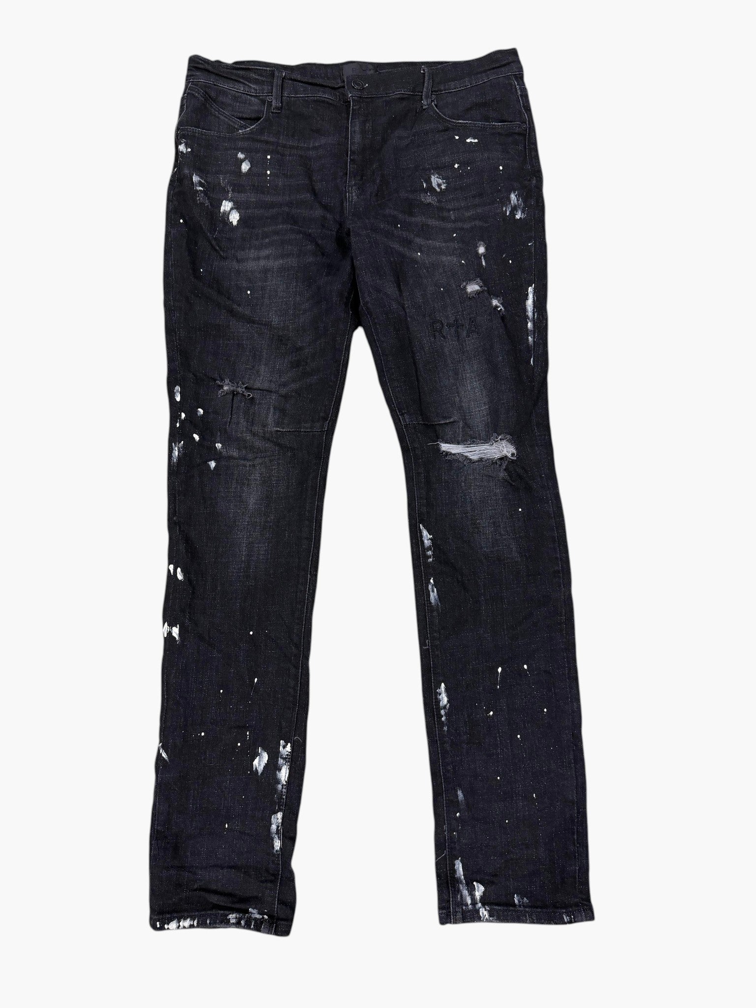 RTA Splatter Ripped Black Wash Jeans